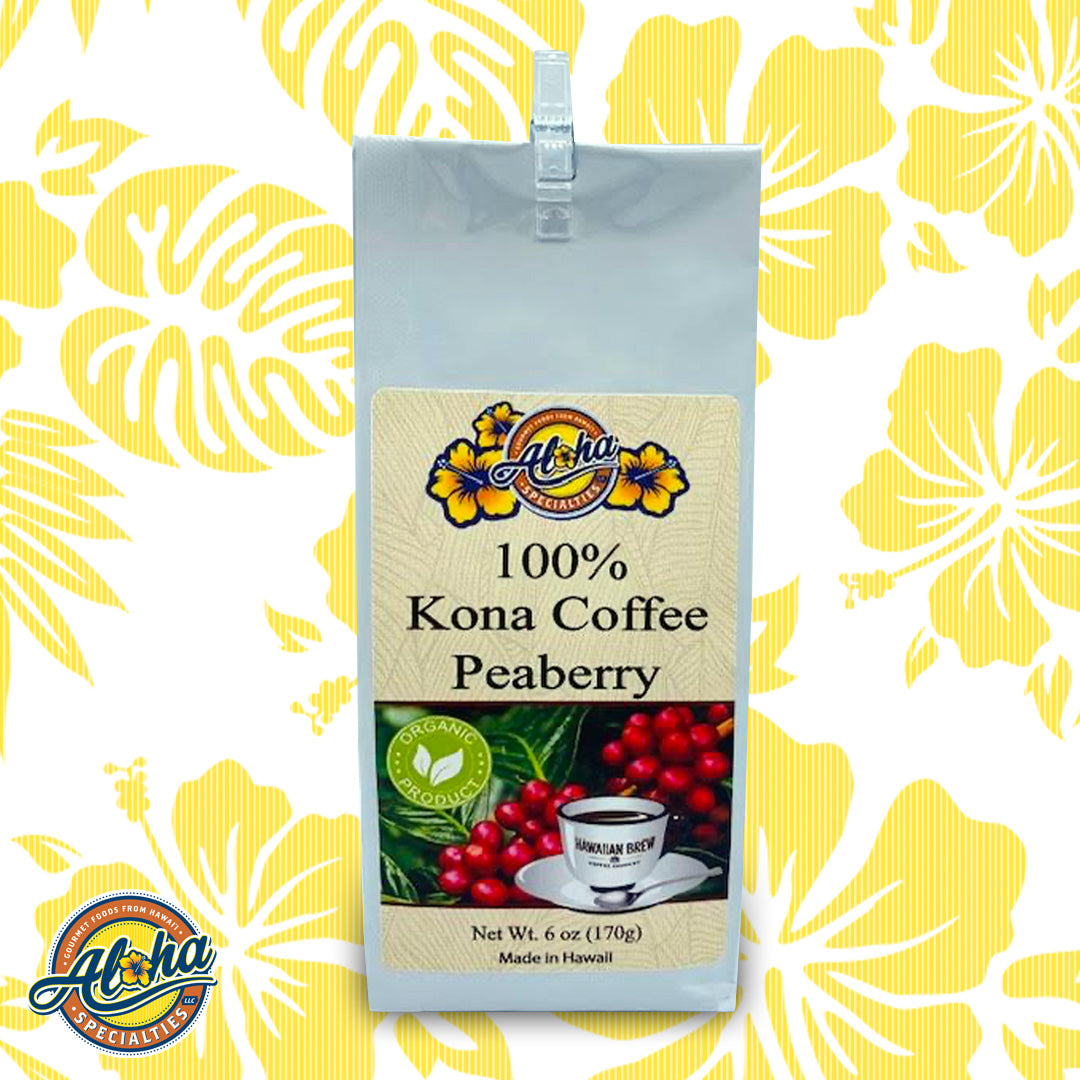100% Kona Coffee Peaberry Flavor Medium Roast 6oz. Bag | Aloha Specialties